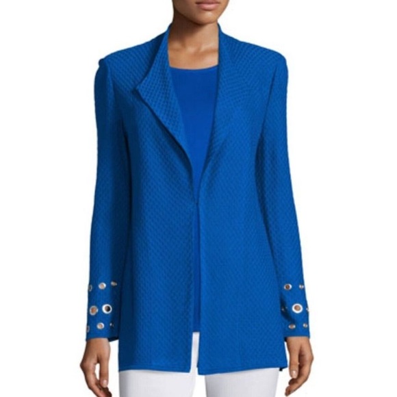 Misook | Jackets & Coats | Misook Long Knit Jacket Grommet Sleeve ...
